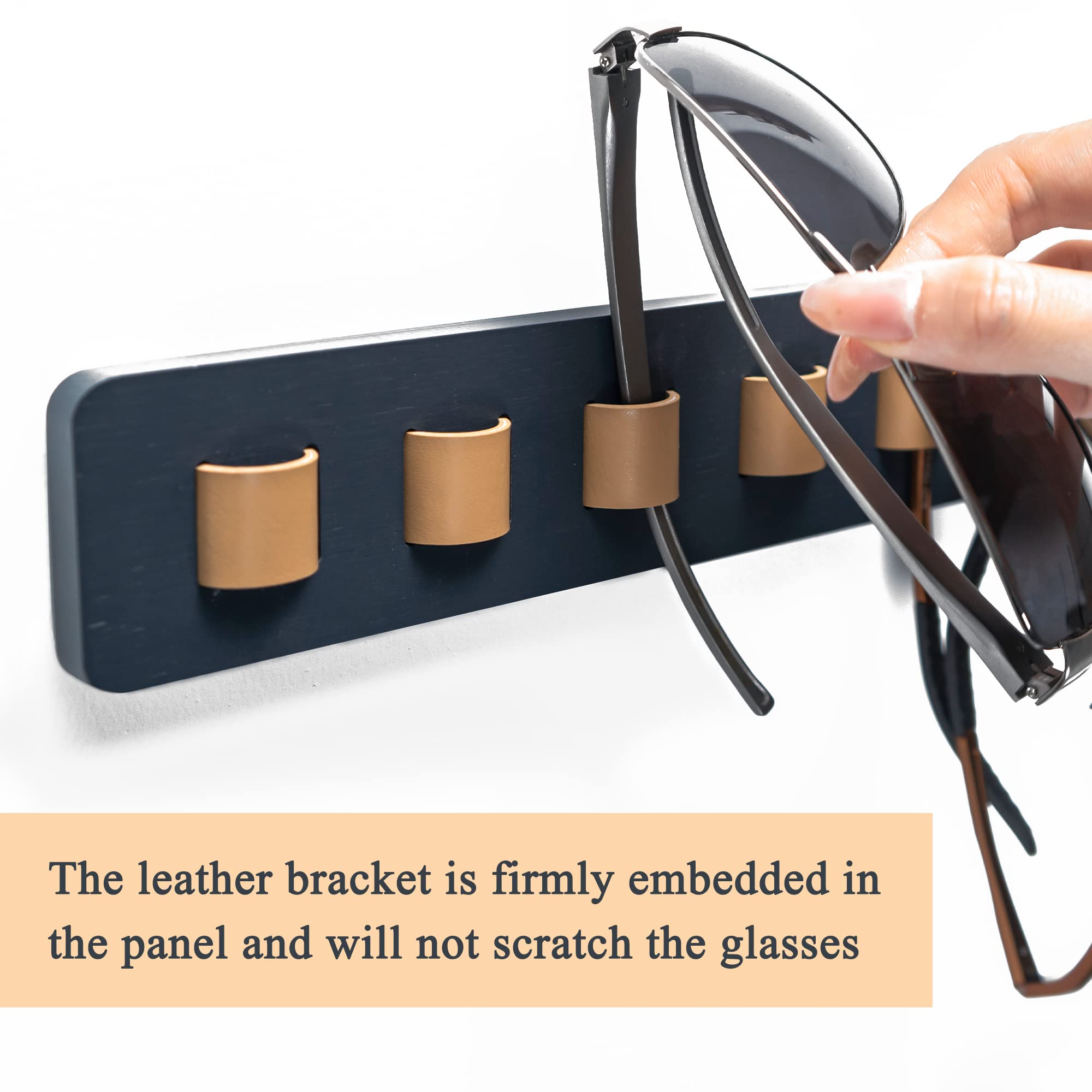 Owowong Sunglasses Organizer,Wood Storage Wall Mounted Eyewear Display,Hanging Sunglasses Storage Rack, Sunglass Holder for Living Room, Bedroom and Study, Home Decor, Black