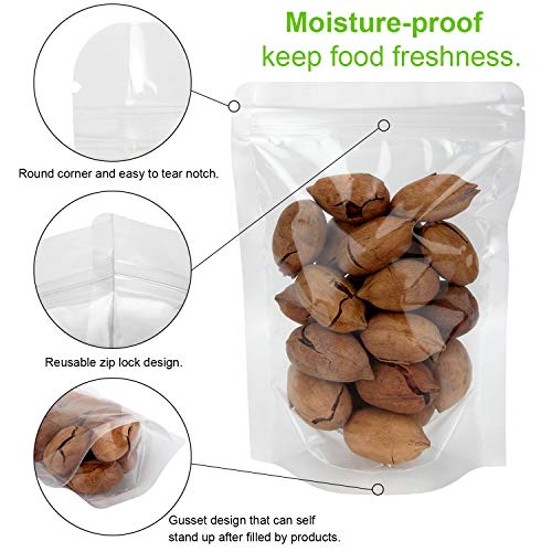 Blisstime 50 Pack Stand Up Pouch Bags, Resealable Clear Zip Lock Pouches With Tear Notch for Food Packing (3.9 X 5.9IN)