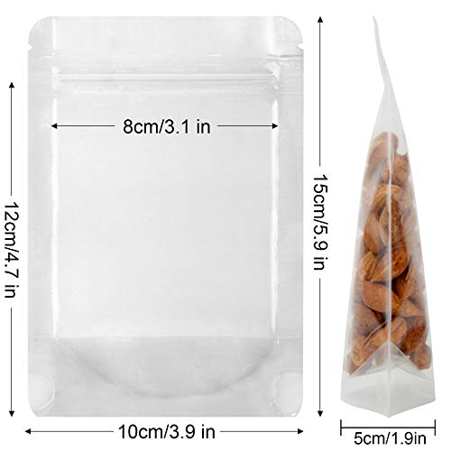 Blisstime 50 Pack Stand Up Pouch Bags, Resealable Clear Zip Lock Pouches With Tear Notch for Food Packing (3.9 X 5.9IN)