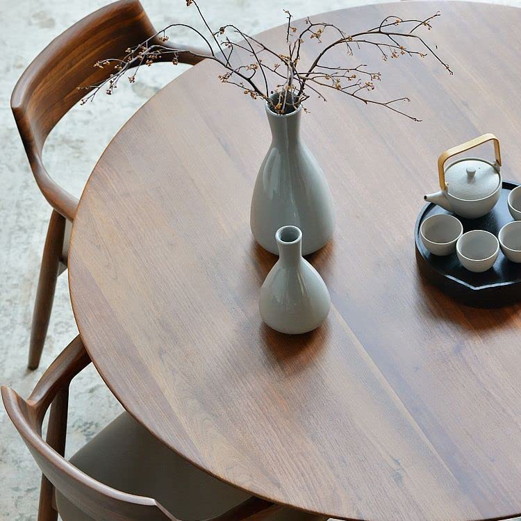 SUSUO Minimalist Solid Wood Dining Table Round for Small Space, Mid-Century Modern Walnut Ash Dining Table with Round Pedestal Base, 31.5" Coffee Table for 2-4