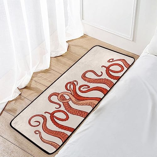 SLHKPNS Kitchen Mat Red Octopus Tentacles Non-Slip Kitchen Rugs Comfort Runner Doormat 39x20 Inch Soft Floor Mat for Home Decor