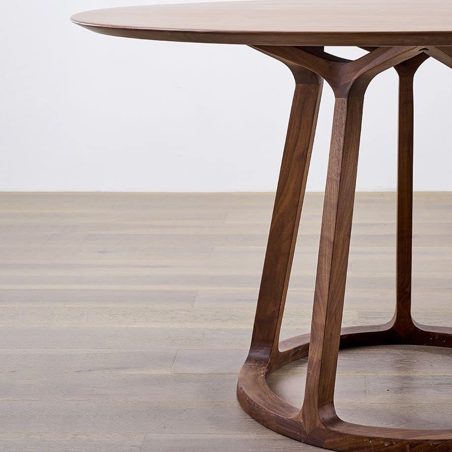 SUSUO Minimalist Solid Wood Dining Table Round for Small Space, Mid-Century Modern Walnut Ash Dining Table with Round Pedestal Base, 31.5" Coffee Table for 2-4
