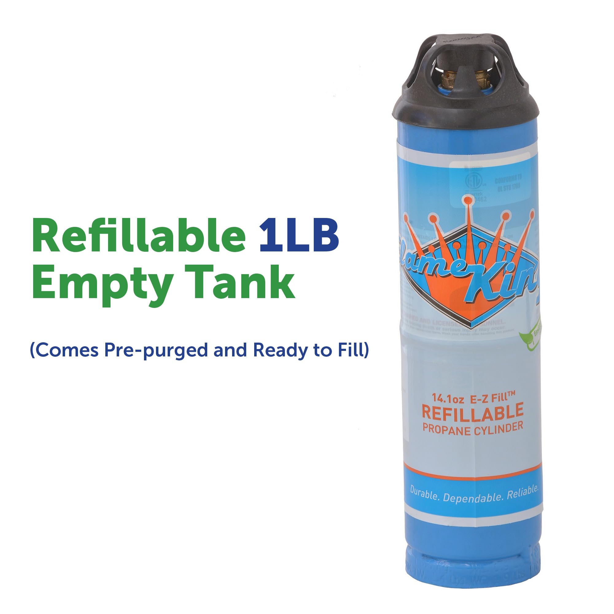 Flame King 1LB Empty Propane Welding Cylinder Tank, Reusable & Transportable - Safe and Legal Refill Option, 14.1 oz, Blue (2-Pk)