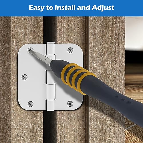 18 Pack White Door Hinges,3.5 Inch Rounded 5/8" Radius Door Hinges Interior 3 1/2 Inch Door Hinges Bifold Residential Standard Bedroom Indoor Door Hinges for Doors Home