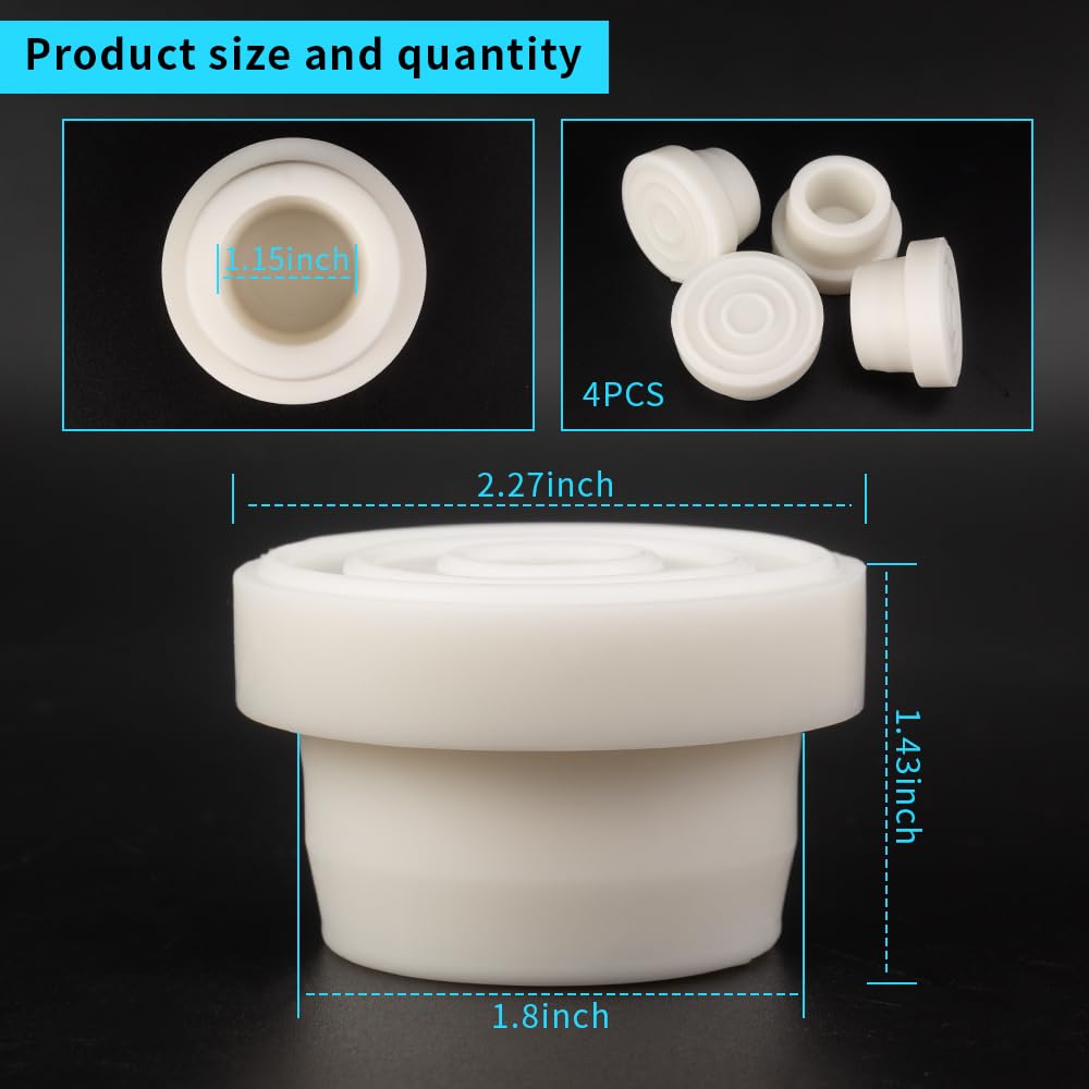4 Pack Pool Ladder Bumpers for Inground Pool Steps Inside Plug Caps fit 1.9in Inner Diameter Ladder Tubing for Protect Swimming Pool Liner,White Rubber End Cap for Swimming Pool Ladder