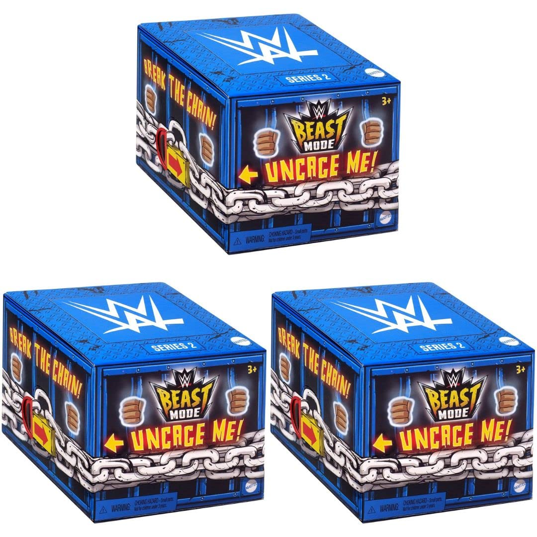 Mattel WWE Wrestling Series 2 Beast Mode Mystery Pack Blind Box with 1 Figure and 1 Beast (Pack of 3)