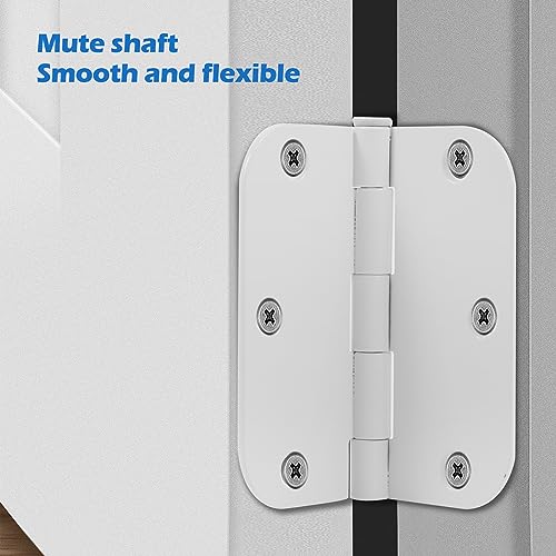 18 Pack White Door Hinges,3.5 Inch Rounded 5/8" Radius Door Hinges Interior 3 1/2 Inch Door Hinges Bifold Residential Standard Bedroom Indoor Door Hinges for Doors Home