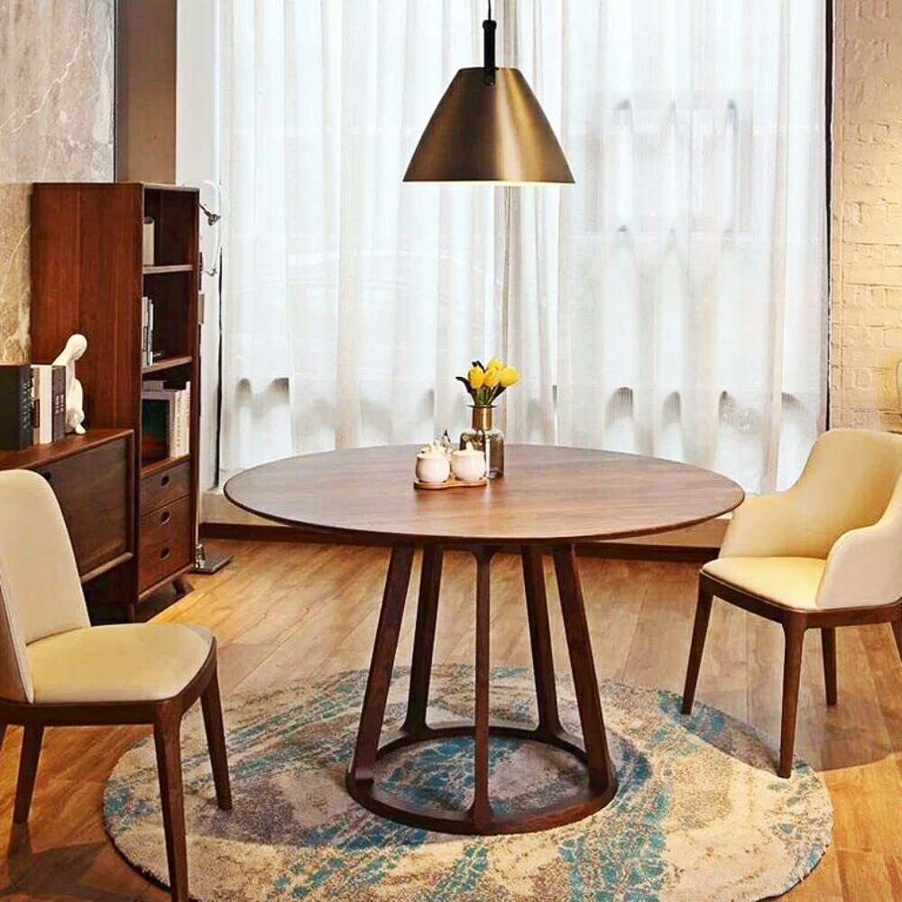 SUSUO Minimalist Solid Wood Dining Table Round for Small Space, Mid-Century Modern Walnut Ash Dining Table with Round Pedestal Base, 31.5" Coffee Table for 2-4