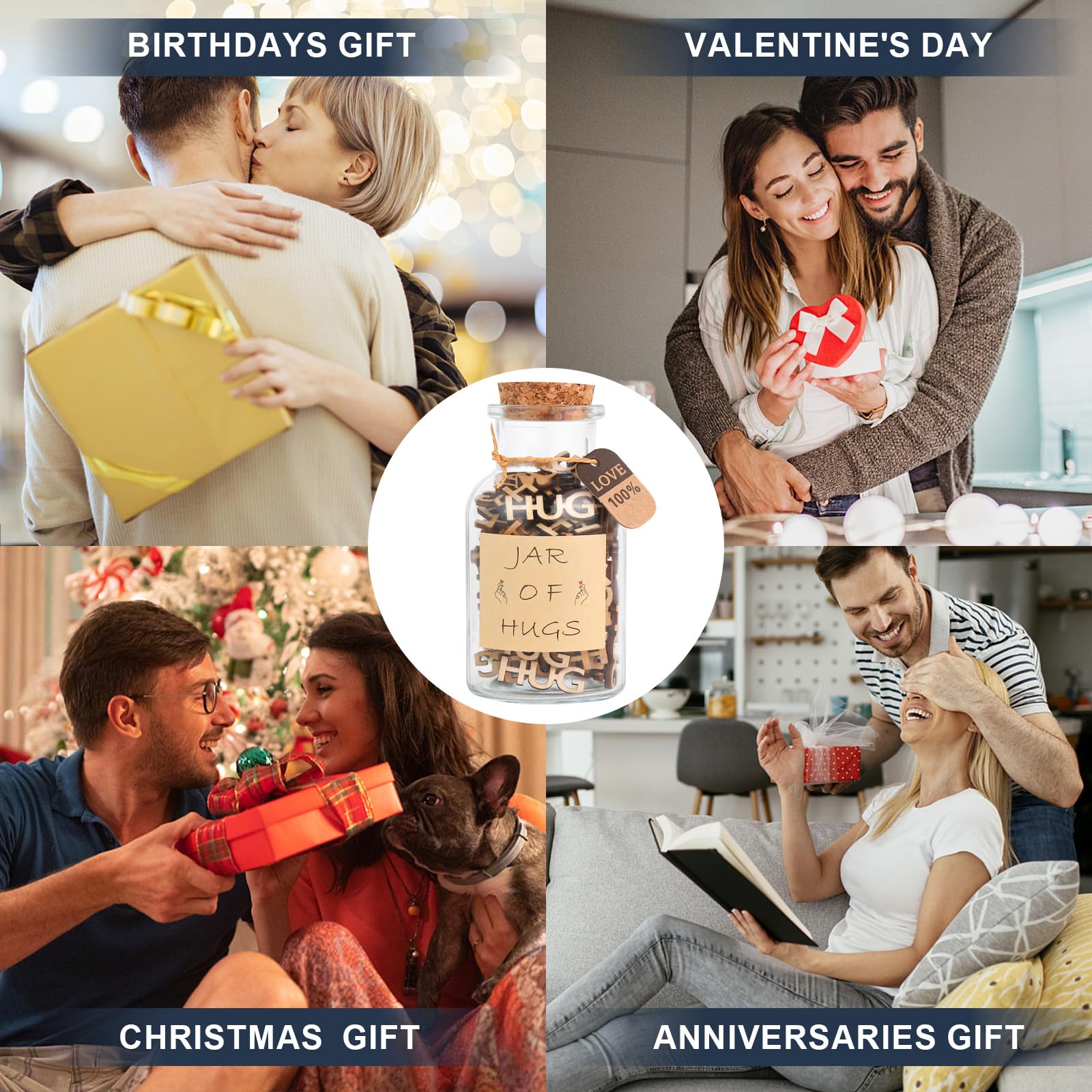 HUG in a Jar(7oz),Hug to Give Funny Gift Birthday Gift Christmas Gift;Hugs Gifts for Friend,Anniversaries Valentines Day. (HUG in a Jar)