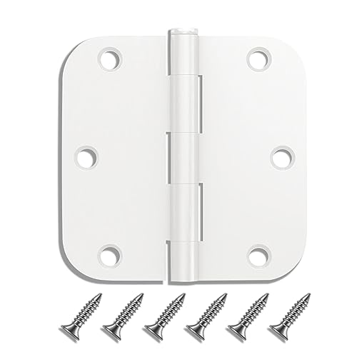 18 Pack White Door Hinges,3.5 Inch Rounded 5/8" Radius Door Hinges Interior 3 1/2 Inch Door Hinges Bifold Residential Standard Bedroom Indoor Door Hinges for Doors Home