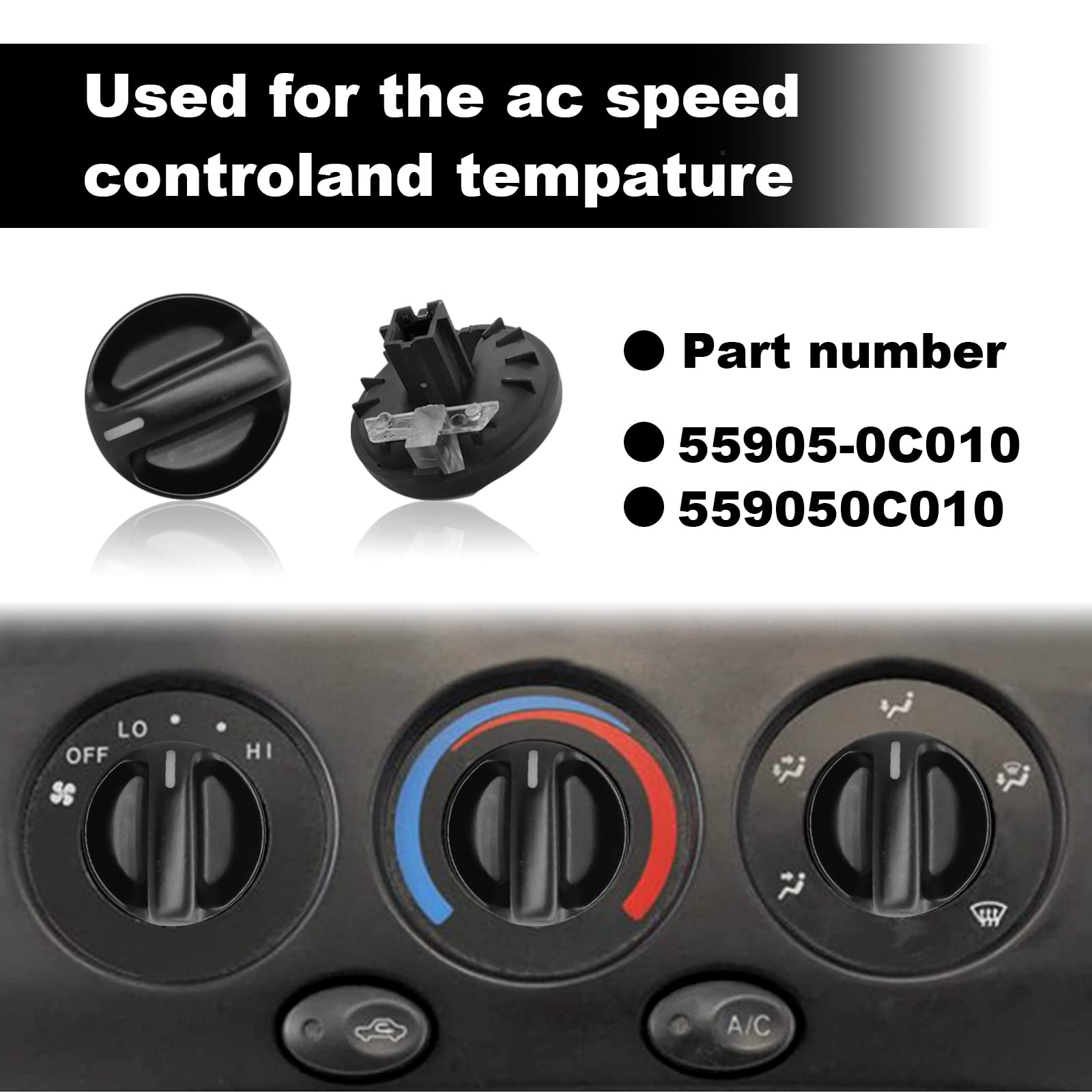 3Pcs AC Heater Blower Fan Control Knob Compatible with 2000 2001 2002 2003 2004 2005 2006 Toyota Tundra Climate Control Knob 55905-0C010