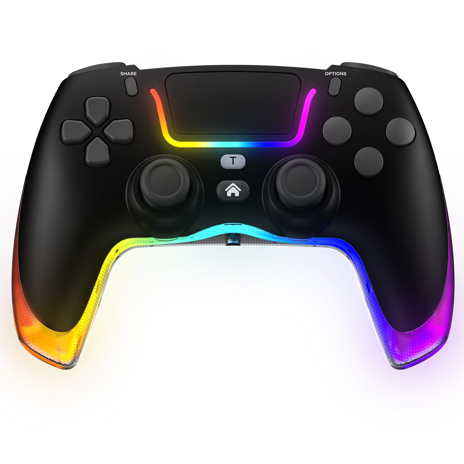Rotacess Wireless Controller for PS4/Slim/Pro with Cool LED Light, Programming Back Button, Adjustable Turbo, Vibration and Motion