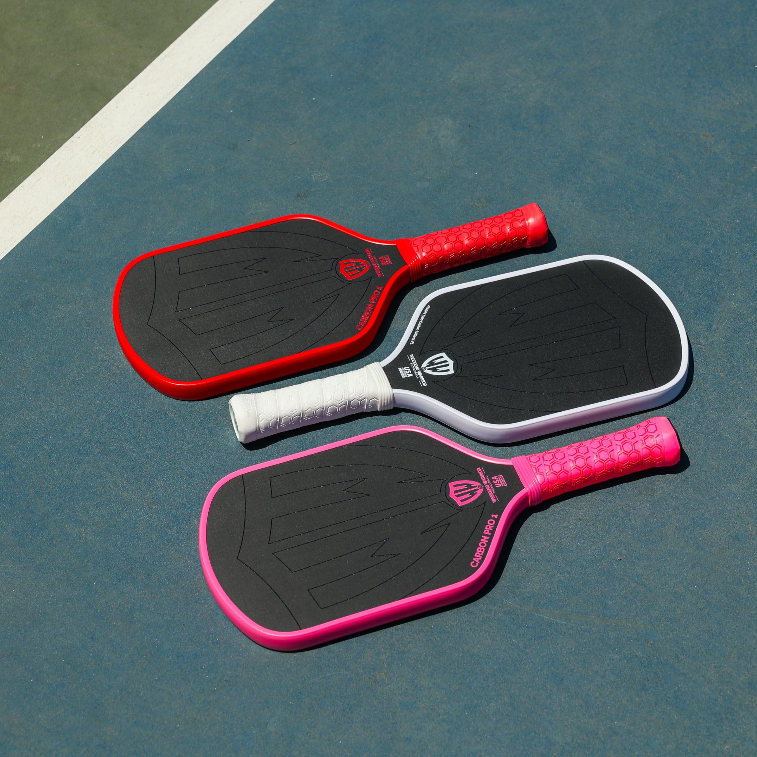 Weekend Warrior Pickleball Paddle - USAPA Approved - T700 Carbon Fiber for Ultimate Spin - Elongated Handle and Shape for Power - Paddle Cover, Paddle Eraser, Lead Tape, Sweatband Included