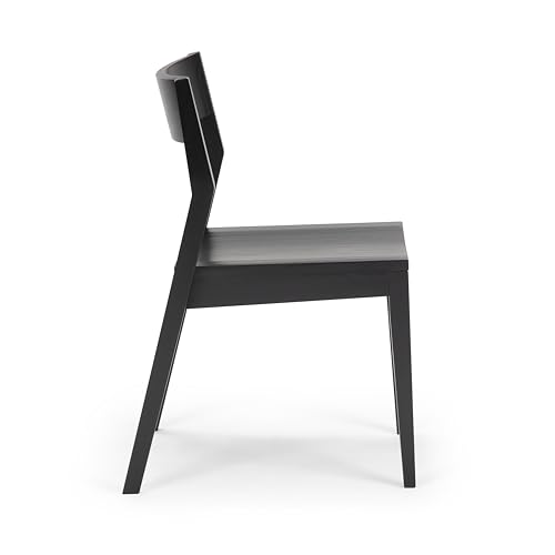 Plank+Beam Modern Dining Chair, Wooden Kitchen and Dining Room Chair, Wood Chair for Office, Living Room, Black