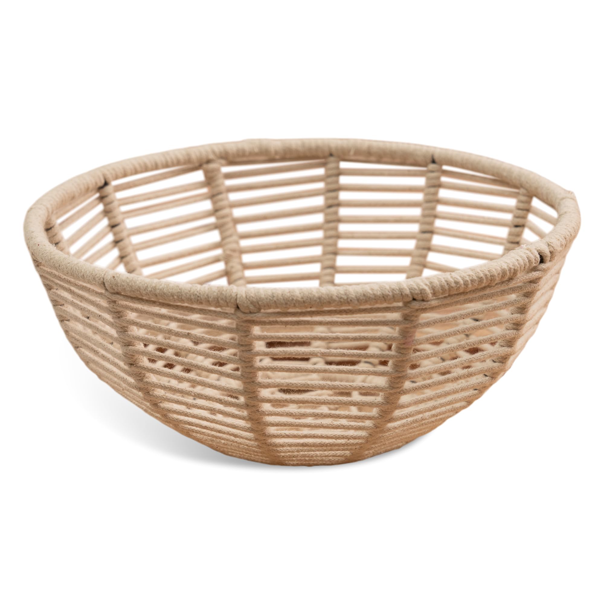 India Handicrafts 20452 Classic White Round 10 inch Iron Decorative Table Top Basket Holder