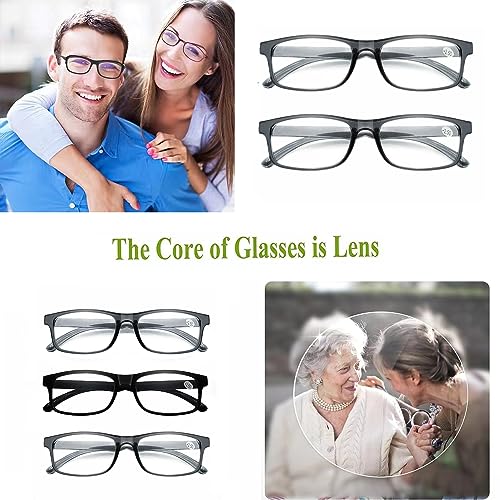 Voitead HD reading glasses men anti-blue light anti-fatigue fashion middle-aged and elderly glasses (2 Grey 1 Black, 2, multiplier_x)