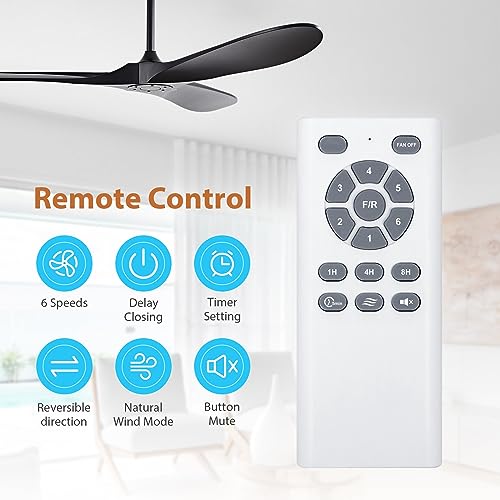 WERBUY 60 Inch Ceiling Fan without Light, Remote Control, for Patio, Ceiling fans for Living Room, Bedroom, Office, Indoor, Outdoor