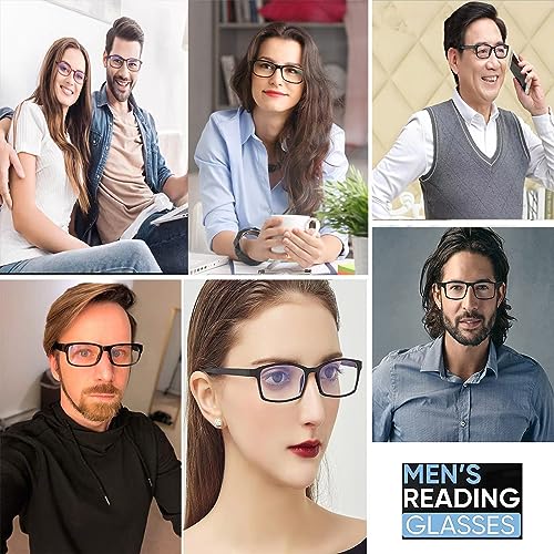 Voitead HD reading glasses men anti-blue light anti-fatigue fashion middle-aged and elderly glasses (2 Grey 1 Black, 2, multiplier_x)