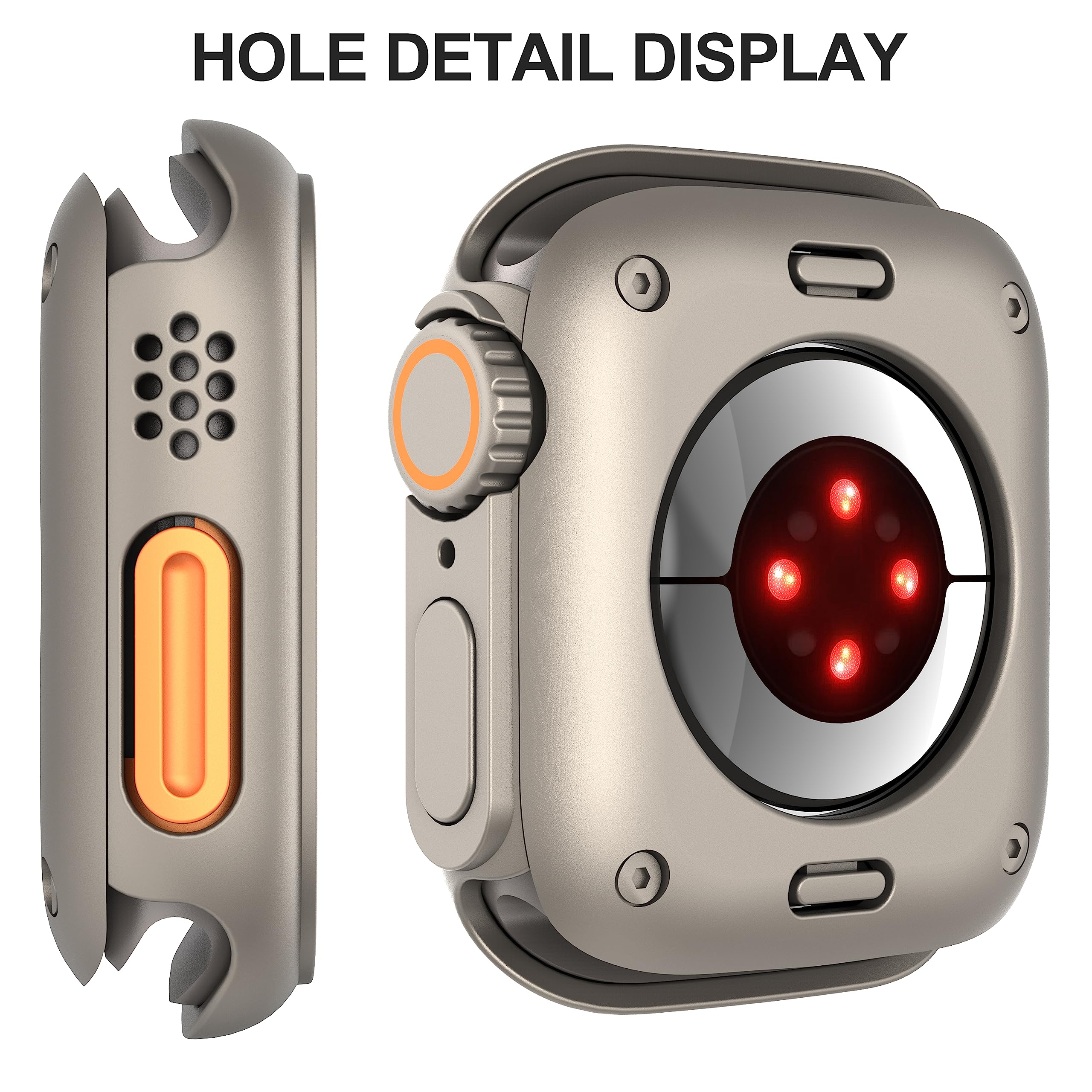 Suoman 3 in 1 for Apple Watch Series 8/7/6/5/4/SE 2 44mm Case, 9H Tempered Glass Screen Protector+ Full Coverage Durable PC Hard Matte Protective Cover Bumper -Titanium