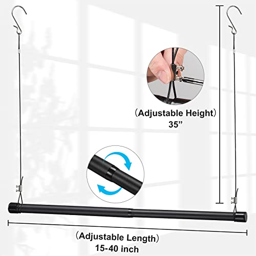Hanging Closet Rod, Length and Height Adjustable Closet Hanging Organizer,35 Inch Height Space-Saving Clothes Hanging Bar,Black Closet Rod Extender 2Pcs…