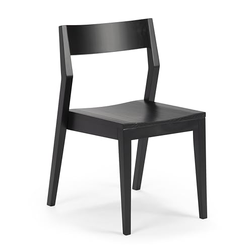Plank+Beam Modern Dining Chair, Wooden Kitchen and Dining Room Chair, Wood Chair for Office, Living Room, Black