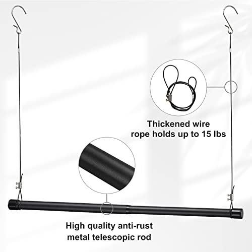 Hanging Closet Rod, Length and Height Adjustable Closet Hanging Organizer,35 Inch Height Space-Saving Clothes Hanging Bar,Black Closet Rod Extender 2Pcs…