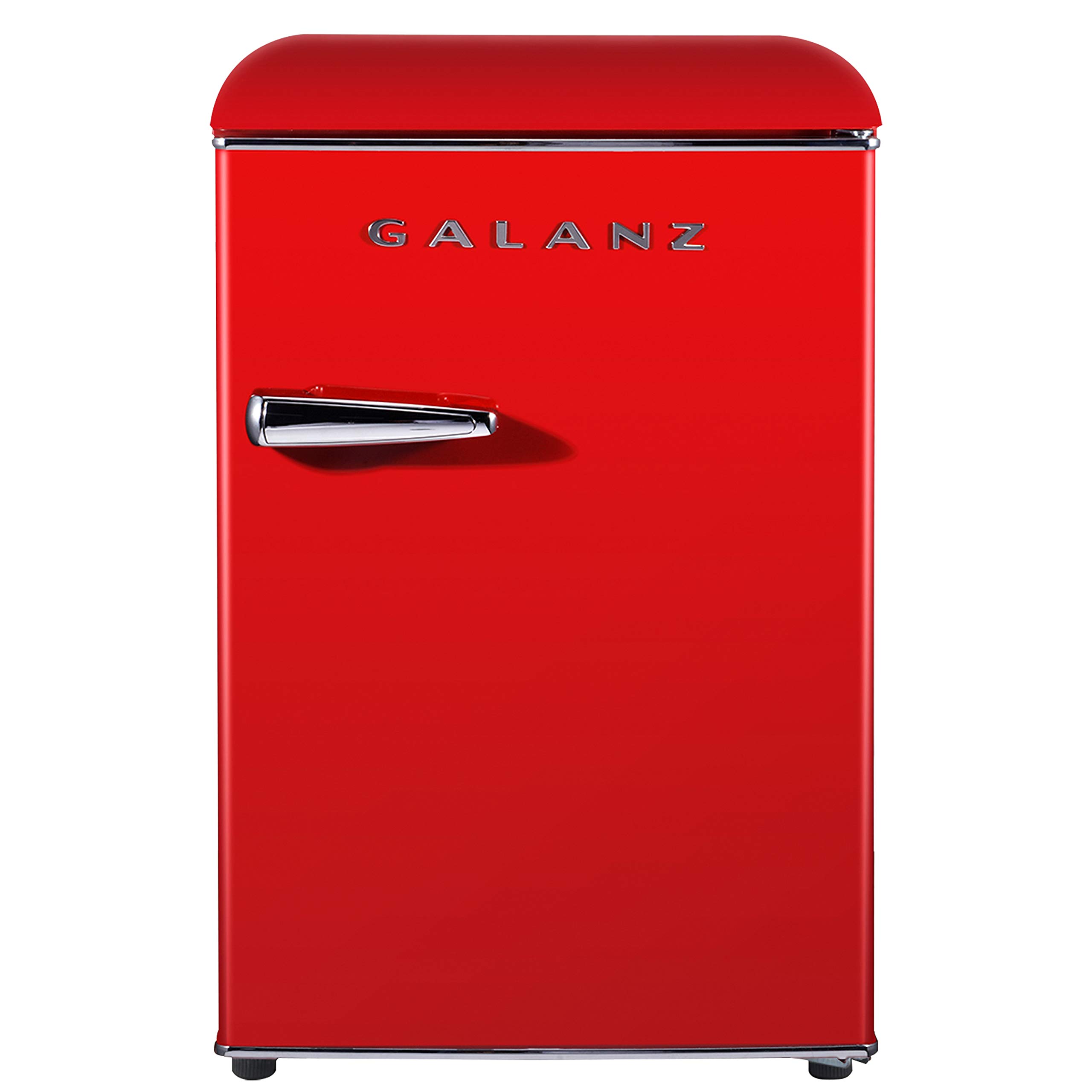Galanz GLR25MRDR10 Retro Compact Refrigerator, Mini Fridge with Single Doors, Adjustable Mechanical Thermostat with Chiller, Red, 2.5 Cu Ft & GLCMKZ07RDR07 Retro Countertop Microwave Oven