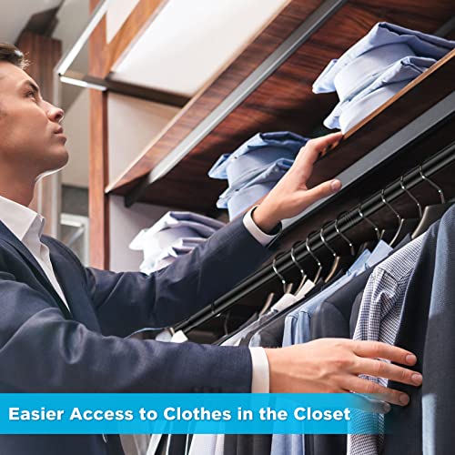 Hanging Closet Rod, Length and Height Adjustable Closet Hanging Organizer,35 Inch Height Space-Saving Clothes Hanging Bar,Black Closet Rod Extender 2Pcs…