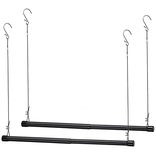Hanging Closet Rod, Length and Height Adjustable Closet Hanging Organizer,35 Inch Height Space-Saving Clothes Hanging Bar,Black Closet Rod Extender 2Pcs…