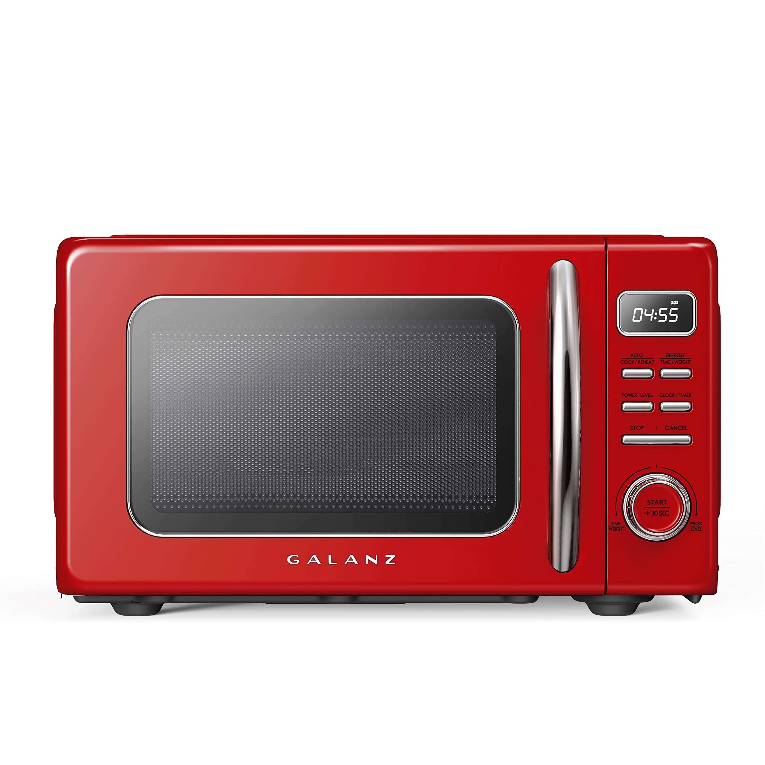 Galanz GLR25MRDR10 Retro Compact Refrigerator, Mini Fridge with Single Doors, Adjustable Mechanical Thermostat with Chiller, Red, 2.5 Cu Ft & GLCMKZ07RDR07 Retro Countertop Microwave Oven
