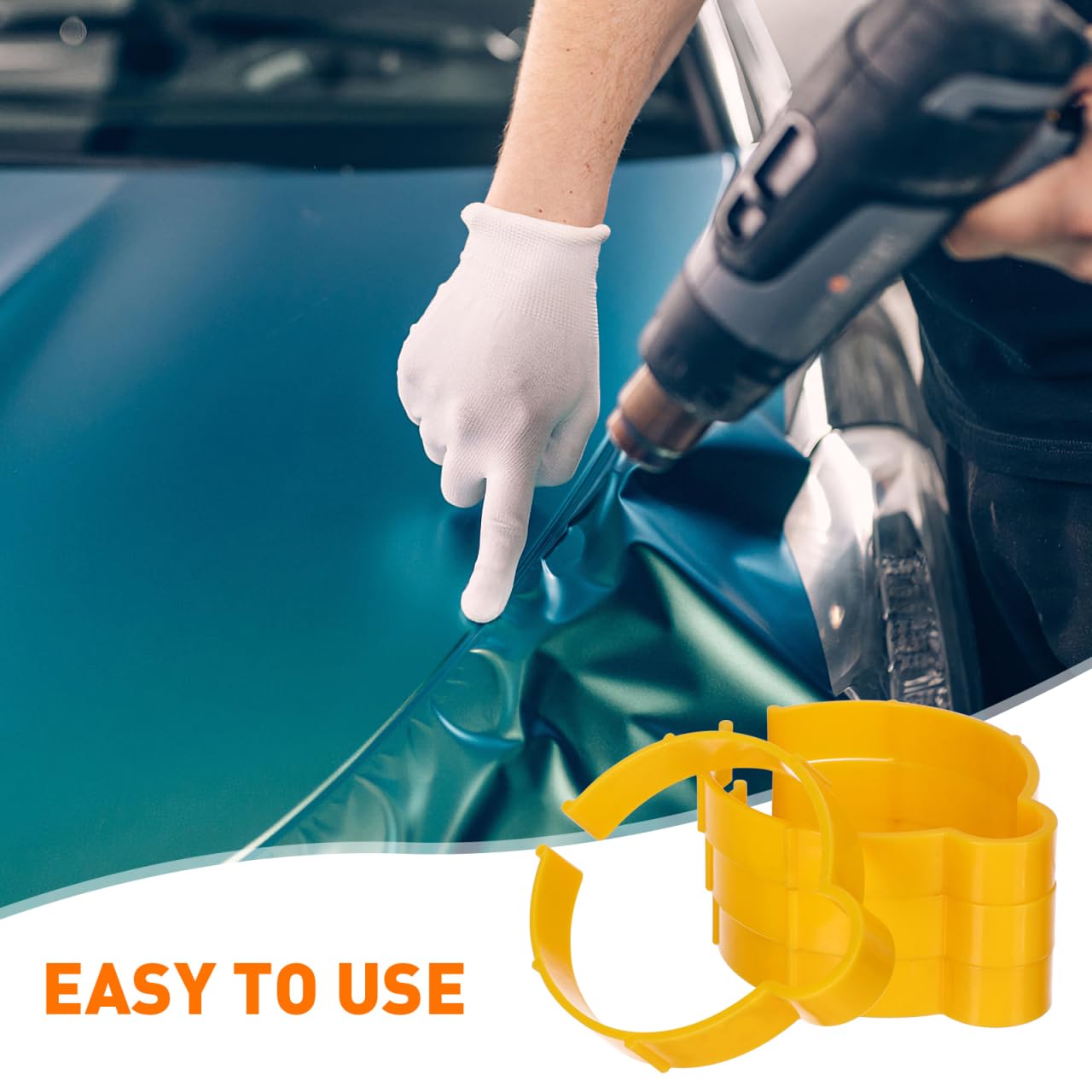VICASKY 4pcs Sheet Binding Circle Car Accesories Automotive Tools Stickers for Car Vinyl Roll Holder Clips to Hold Car Decal Sticker Film Plastic Vinyl Wraps Clip Bracket Yellow Small
