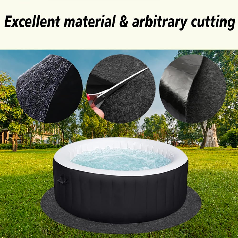 79 inch Dia Round Hot Tub Mat,Above-Ground Pool Protector Mat,Anti-Slip Water-Absorbent Hot Tub Mat,Large Inflatable Hot Tubs Floor Pad,Washable Reusable for Hot Tubs Mat.