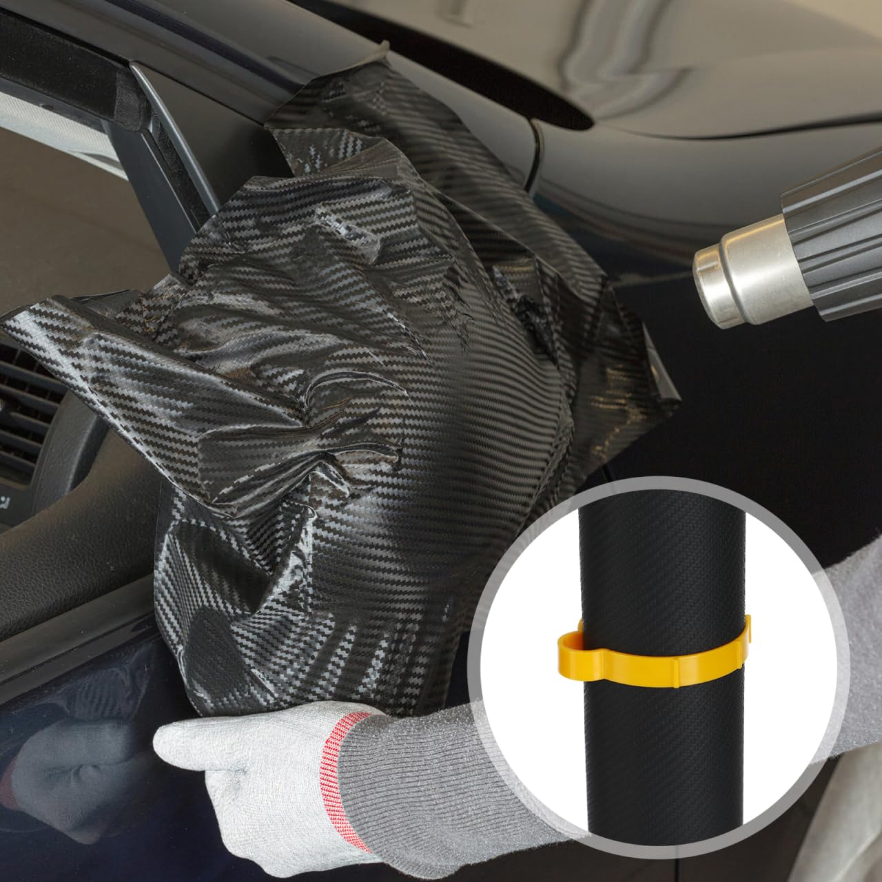 VICASKY 4pcs Sheet Binding Circle Car Accesories Automotive Tools Stickers for Car Vinyl Roll Holder Clips to Hold Car Decal Sticker Film Plastic Vinyl Wraps Clip Bracket Yellow Small