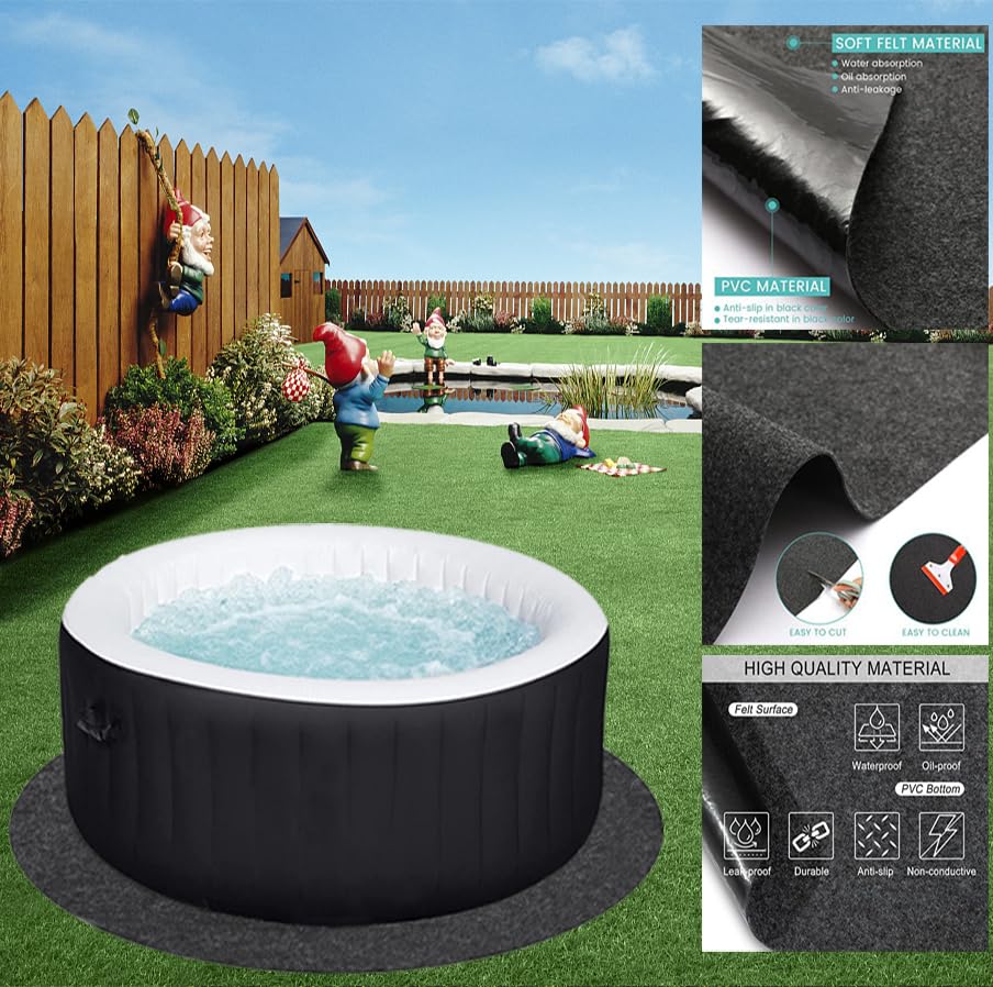 79 inch Dia Round Hot Tub Mat,Above-Ground Pool Protector Mat,Anti-Slip Water-Absorbent Hot Tub Mat,Large Inflatable Hot Tubs Floor Pad,Washable Reusable for Hot Tubs Mat.