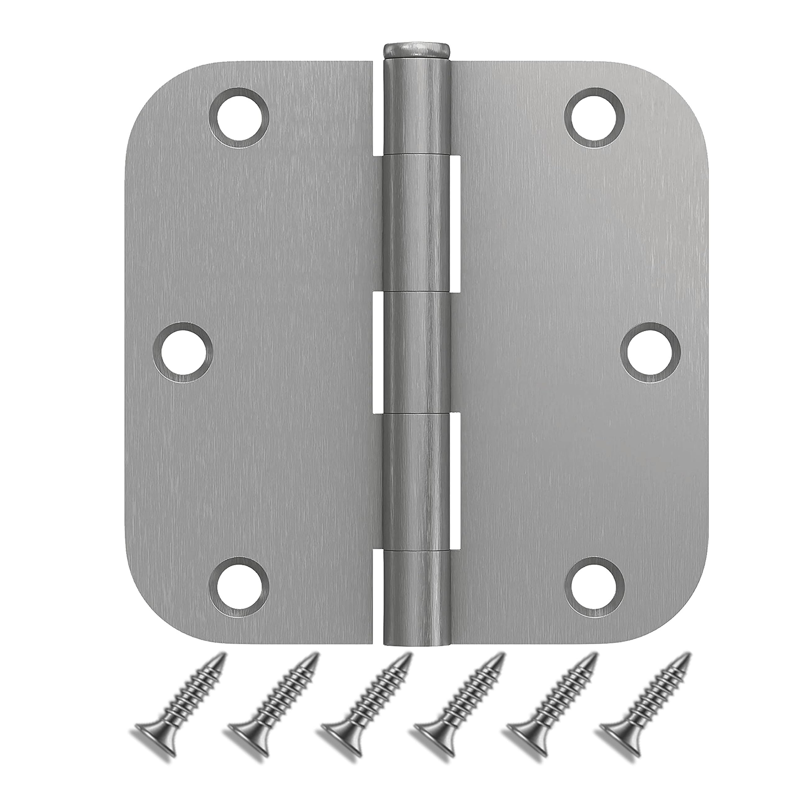 3 Pack Brushed Nickel Door Hinges,3.5 Inch Rounded 5/8" Radius Door Hinges Interior 3 1/2 Inch Door Hinges Bifold Residential Standard Bedroom Indoor Door Hinges for Doors Home
