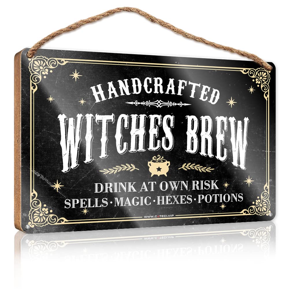 CakJuice Wooden Hanging Plaque Sign Witches Brew Wooden Sign Mancave Signs and Decor Hanging Porch Sign (Size : 15X28CM)