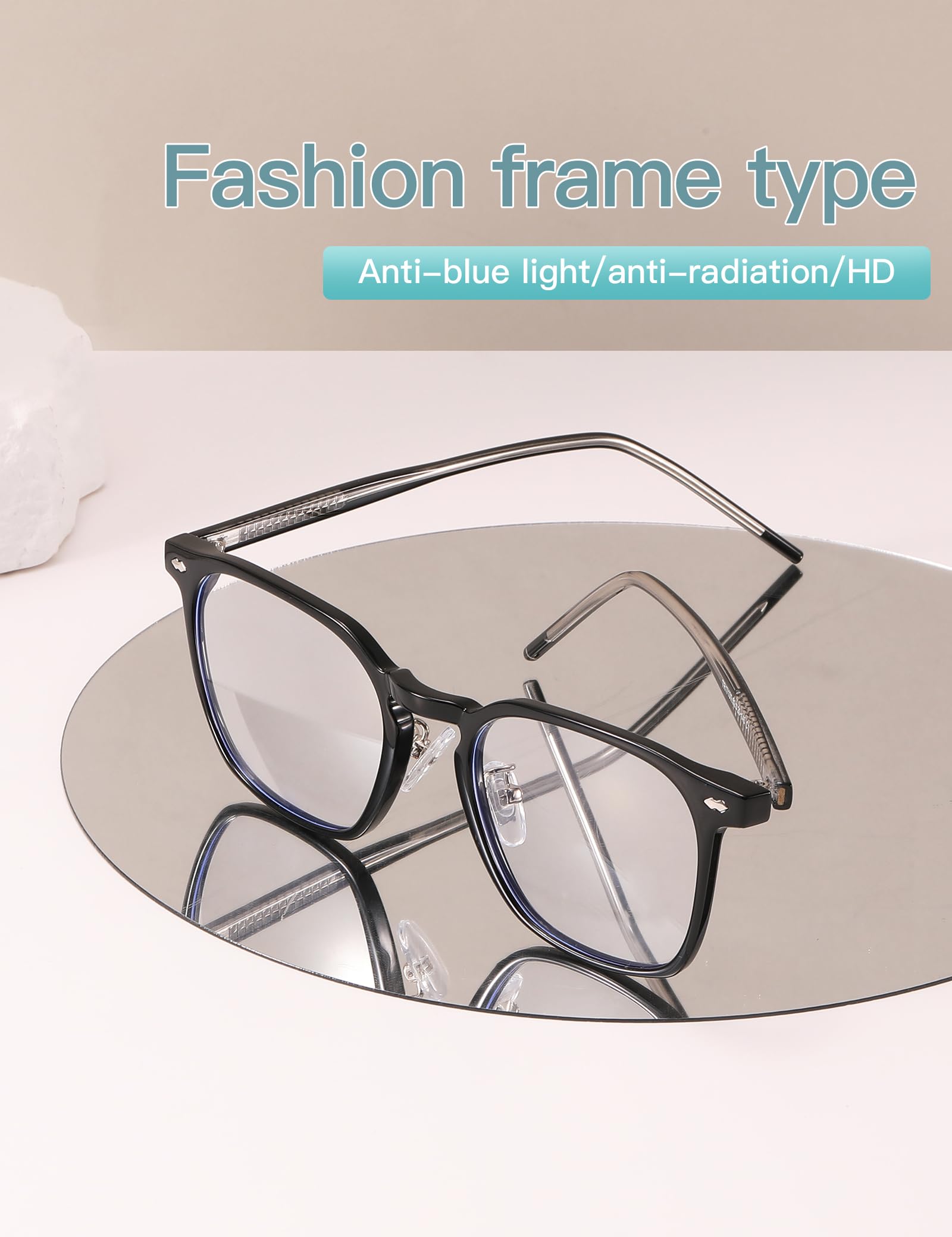 Baililai Blue Light Blocking Glasses - Lightweight Eyeglasses with Blue Ray Filtering for Computer Gaming (17131) (black-C1), 52-20-145