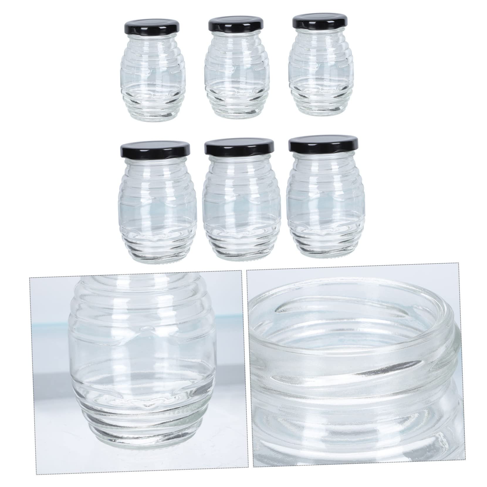 YARNOW 6pcs Honey Bottle Household Bottles Sauce Jars with Lids Kitchen Accessories Storage Bottles Mel Dispenser Portable Mel Bottles Glass Mel Bottles Salad Dressing Bottles