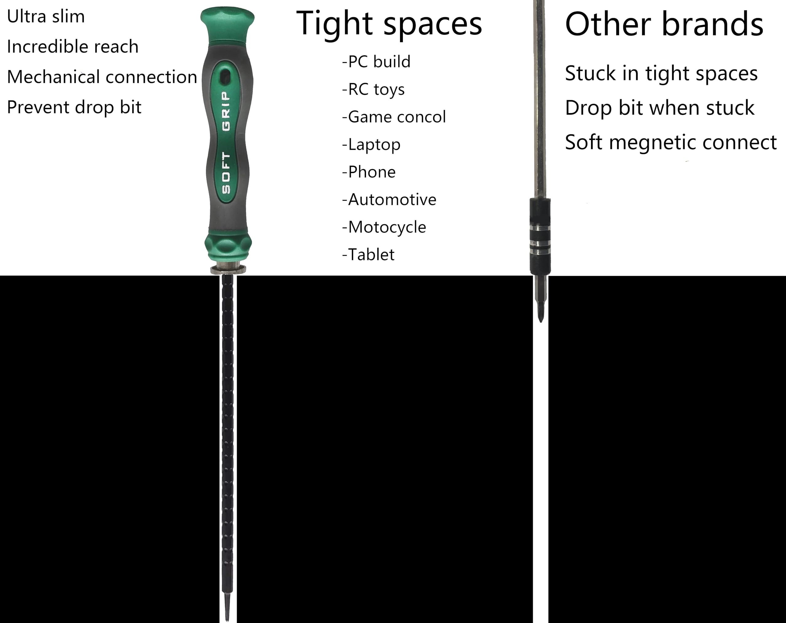 Professional Micro precision screwdriver set, 14-position adjustable shank, ultra slim tip, ergonomic grip, 16 in 1, chrome vanadium steel, for general repair, PC, laptop, tablet, phone, game consol