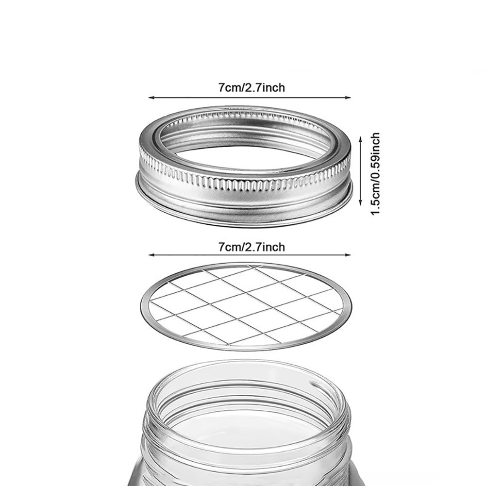 ccHuDE 5 Pcs Mason Jar Flower Insert Lids Metal Flower Lid Insert Flower Organizer Lid Insert with Square Grids for Regular Mouth Canning Jars