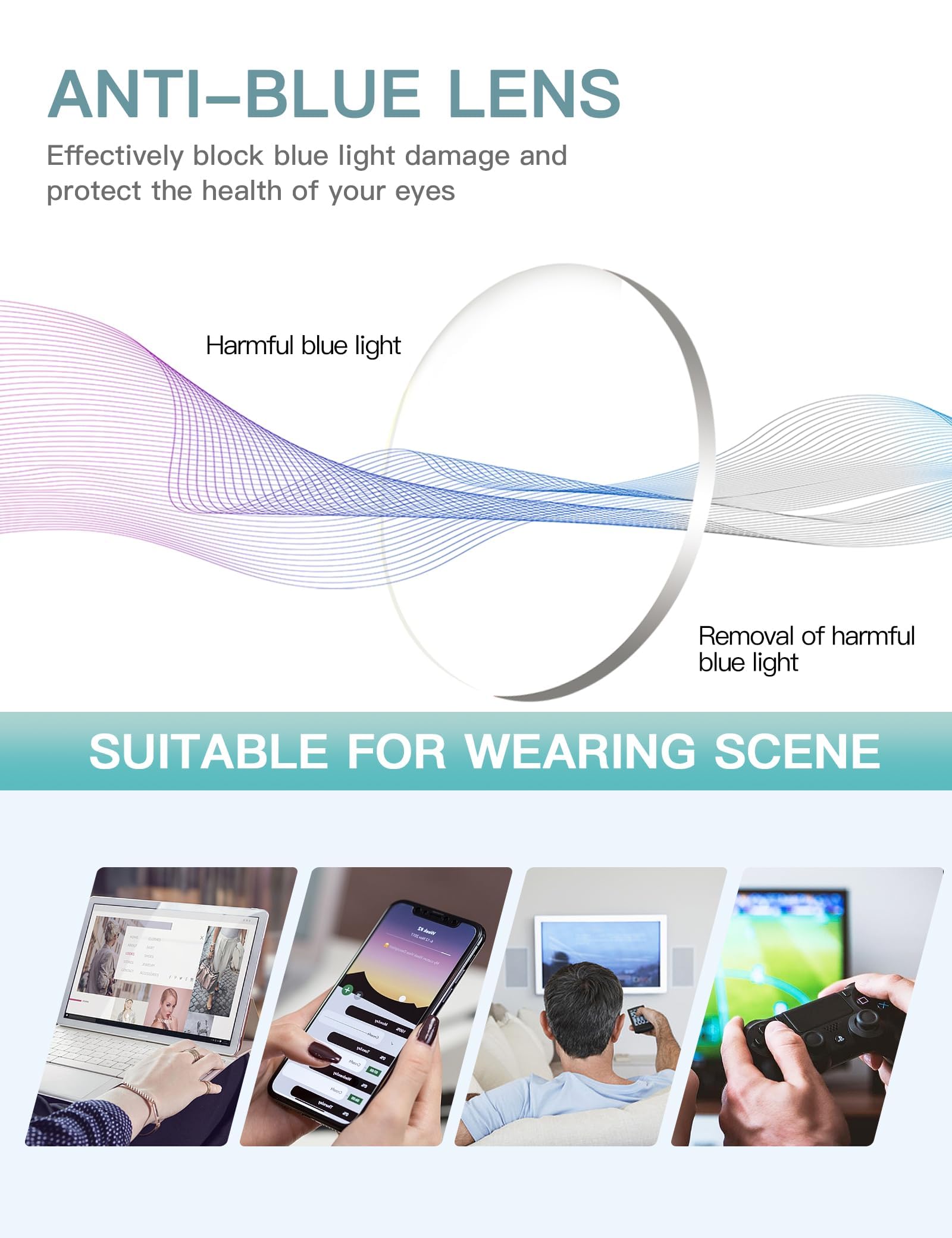 Baililai Blue Light Blocking Glasses - Lightweight Eyeglasses with Blue Ray Filtering for Computer Gaming (17131) (black-C1), 52-20-145