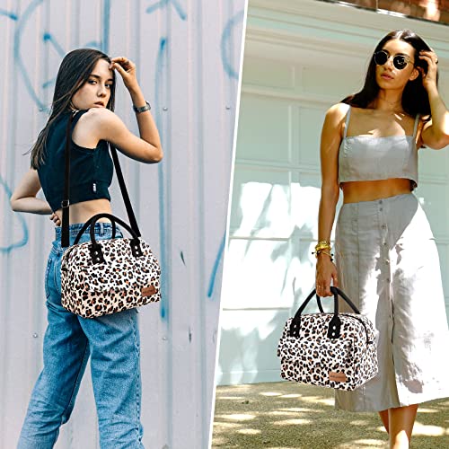 BALORAY Lunch Bag for Women Men, Insulated Lunch Box for Adults Kids, Reusable Women’s Lunch Cooler Tote Bag for Work Office School Picnic Beach (Leopard)