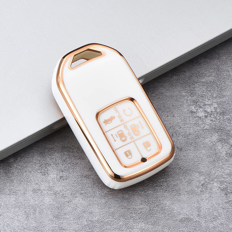 KUNIO Car Key Fob Cover Fit for Honda Honda Odyssey Freed Elysion Key Protective Cover Keychain TPU Key Holder Key Shell Car Accessories 6 Buttons White