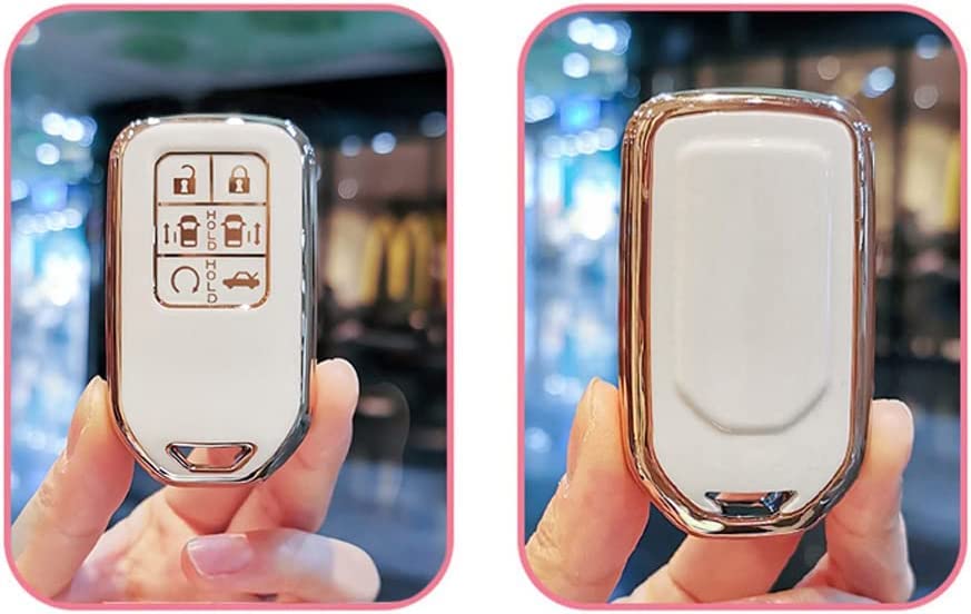 KUNIO Car Key Fob Cover Fit for Honda Honda Odyssey Freed Elysion Key Protective Cover Keychain TPU Key Holder Key Shell Car Accessories 6 Buttons White