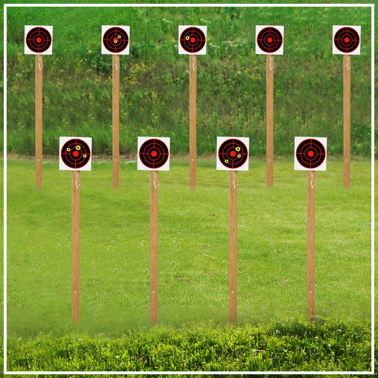 DECYOOL Shooting Targets, 3 Inch Splatter Paper Targets Self Adhesive Targets Stickers, Round Fluorescent Yellow Reactive Targets for Pistol, Rifle, BB Gun, Airsoft Shooting Outdoor and Indoor