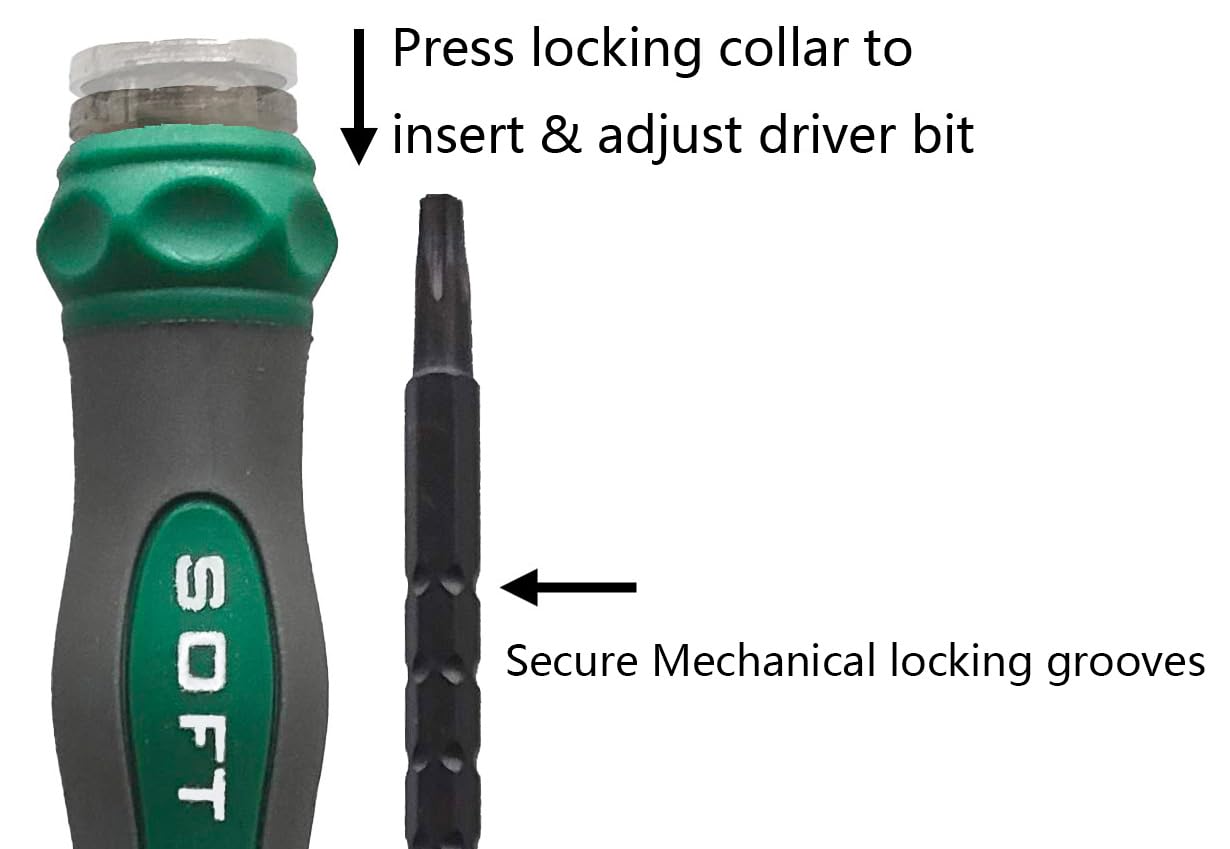Professional Micro precision screwdriver set, 14-position adjustable shank, ultra slim tip, ergonomic grip, 16 in 1, chrome vanadium steel, for general repair, PC, laptop, tablet, phone, game consol