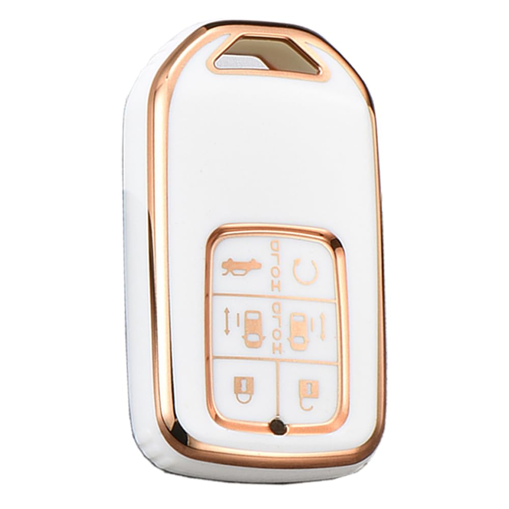 KUNIO Car Key Fob Cover Fit for Honda Honda Odyssey Freed Elysion Key Protective Cover Keychain TPU Key Holder Key Shell Car Accessories 6 Buttons White