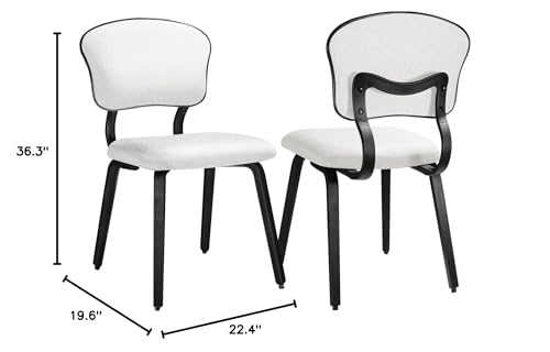 Tatub Dining Chairs Set of 2, Mid Century Modern Kitchen Chairs, Upholstered Dining Room Chairs with Soild Wood Legs for Kitchen Living Room Study Room (Beige)