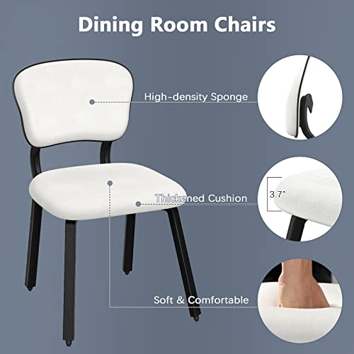 Tatub Dining Chairs Set of 2, Mid Century Modern Kitchen Chairs, Upholstered Dining Room Chairs with Soild Wood Legs for Kitchen Living Room Study Room (Beige)
