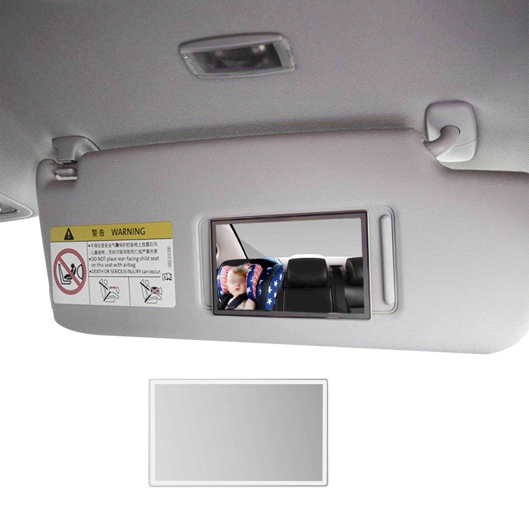 ASUBHA Car Sun Visor Vanity Mirror, Self-adhesive Rear View Sun-Shading Cosmetic Mirror, HD 5.9'' Makeup Mirror Universal Car Interior Accessories for Women Girls, Car Visor Mirror Fits Most Car
